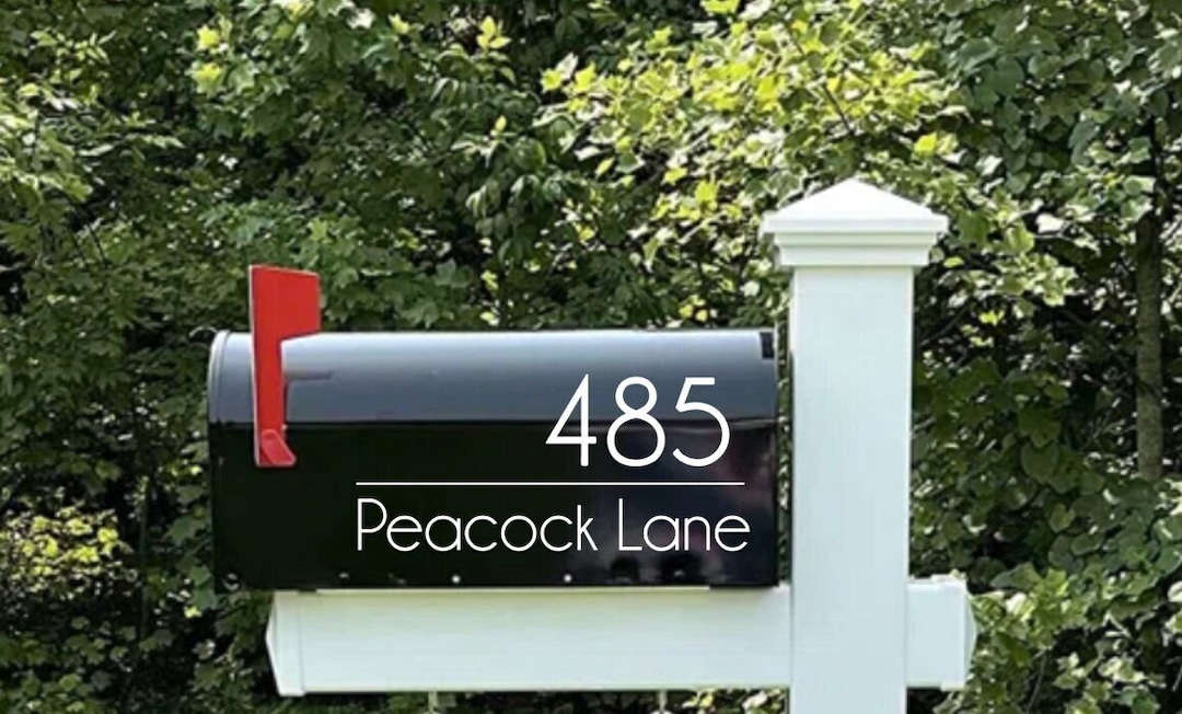 Modern Name and Address Mailbox Decal | Street Address Mailbox ...