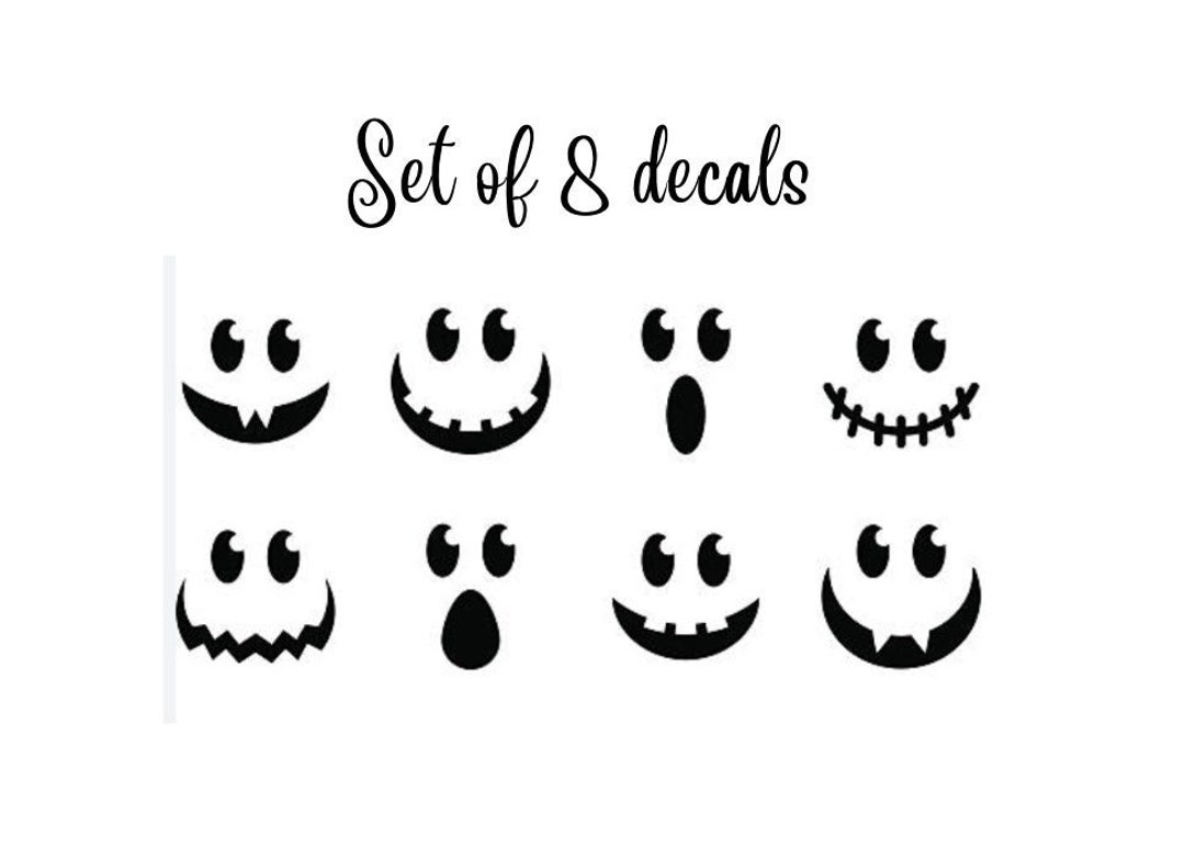 Ghost Faces Vinyl Decals, Set of 8 for Pumpkins, Mugs, Cups, Custom ...