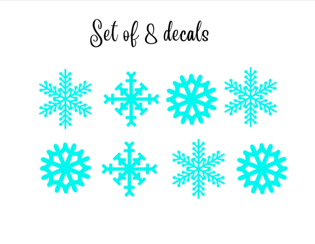 Snowflakes Vinyl Decals, Set of 8 for Window, Mugs, Cups, Snowflake ...