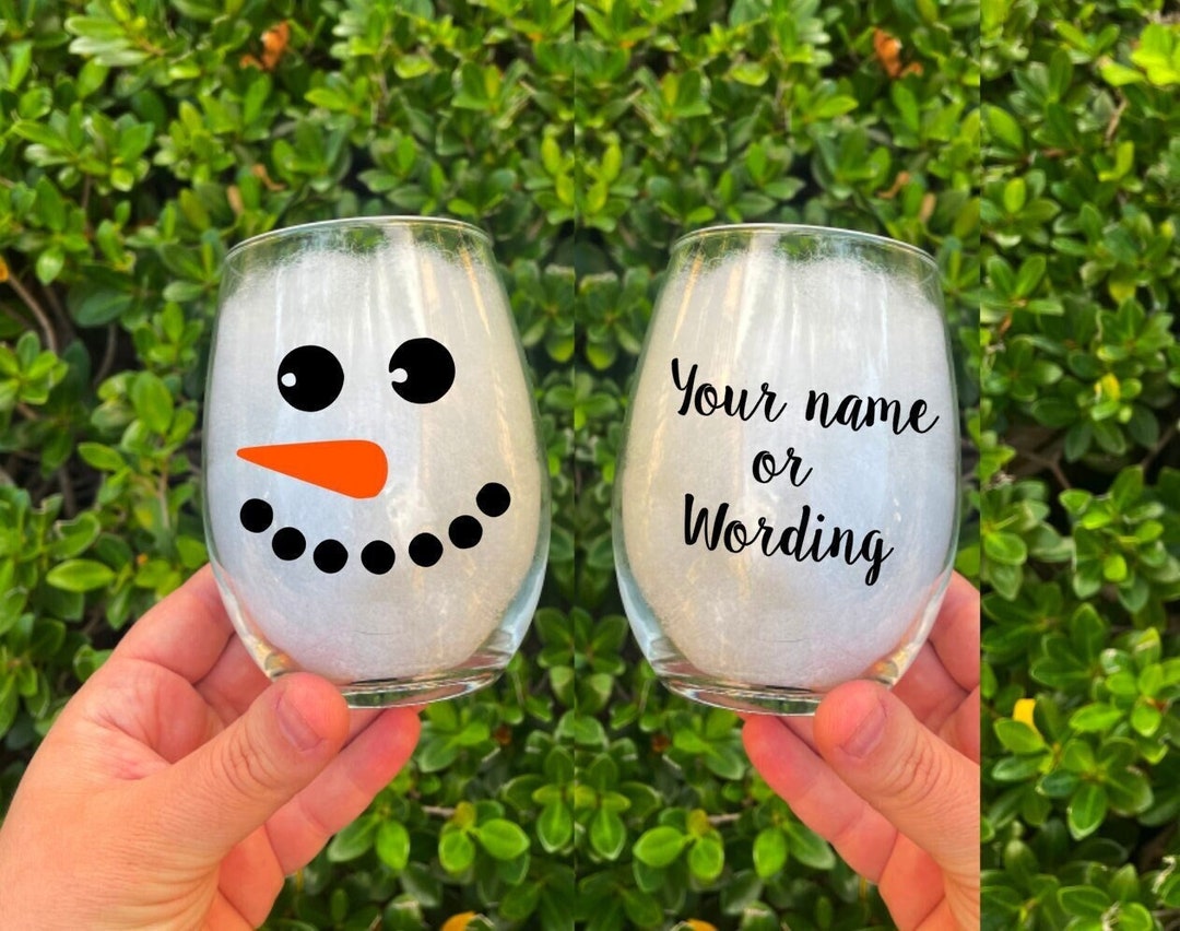 Personalized Snowman Glass, Christmas Favor, Christmas Glass, Your Text ...
