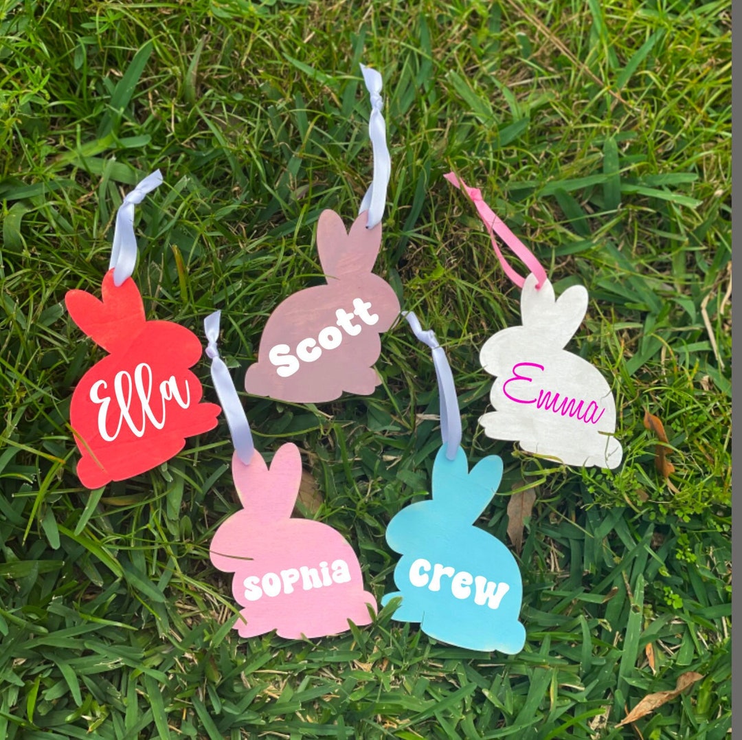 Easter Basket Bunny Name Tag,personalized Wood Accessory for Spring ...