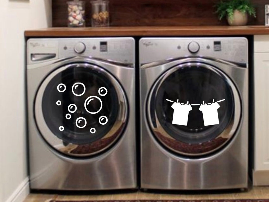 Set of 2 Decals, Cute Bubbly Decals for Washer and Dryer, Vinyl ...
