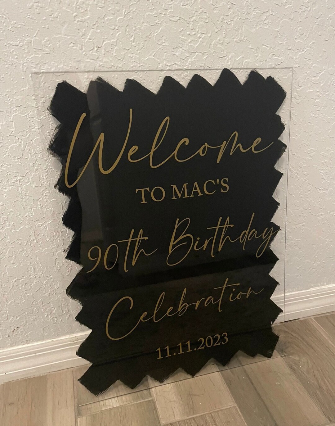 90th Birthday Sign, Black Acyrlic Birthday, 90th Birthday Decor, Black ...