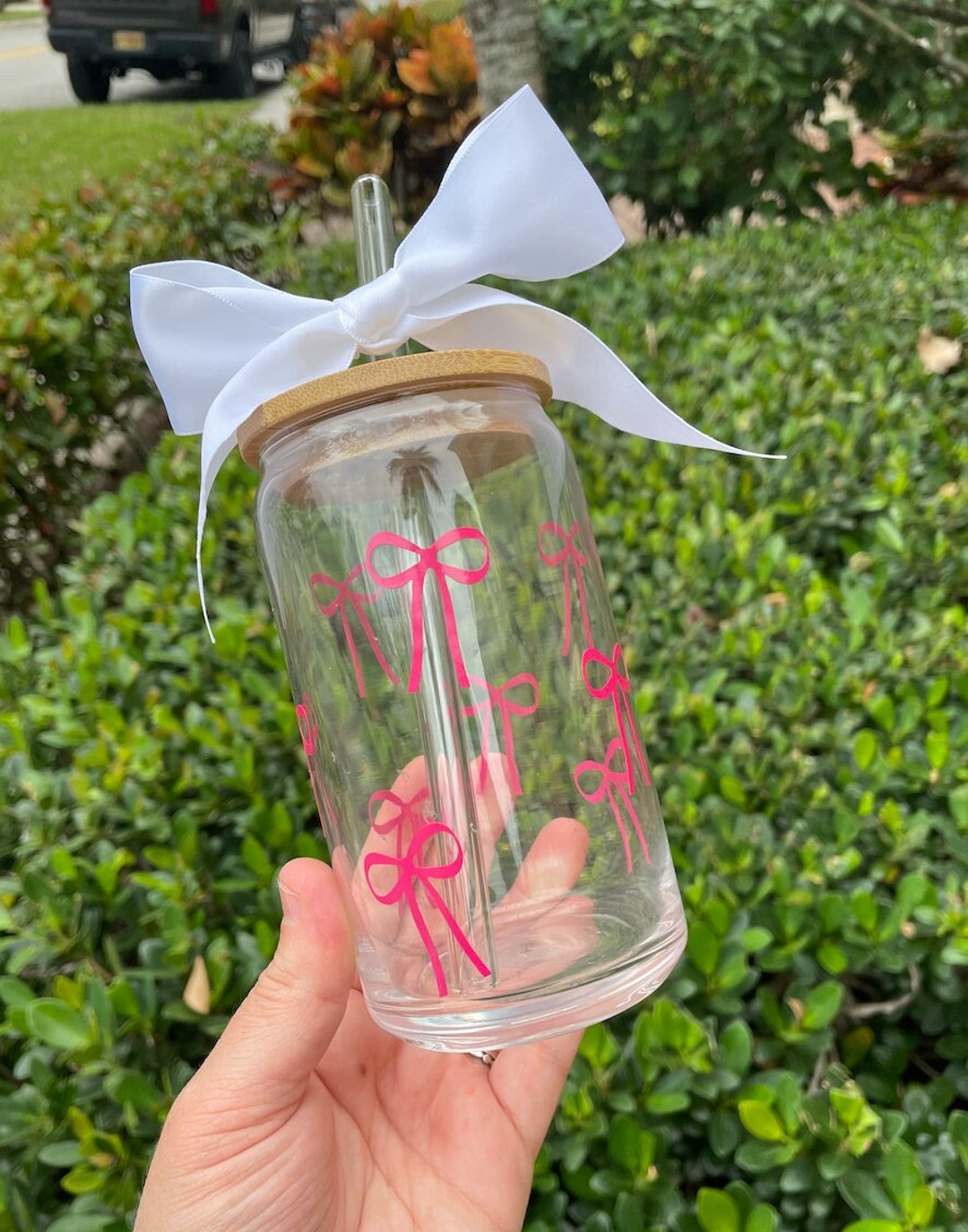 Pink Bow Cup | Coquette Bow Glass | Cute Bow Glass | Valentine’s Day ...