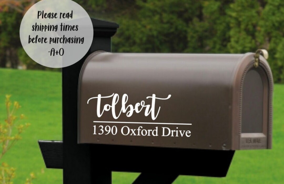 Personalized Mailbox Decal - Last Name and Address Decal - Mailbox ...