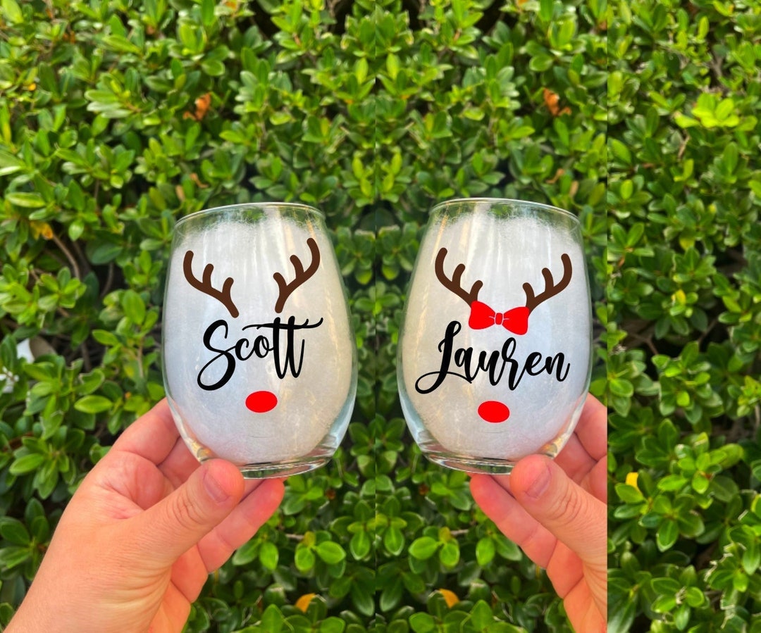 Personalized Reindeer Glass, Christmas Favor, Christmas Glass, Party ...