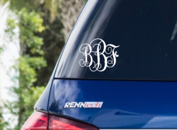 Monogram Car Decal / Car Decal / Script Monogram / Vinyl - Etsy