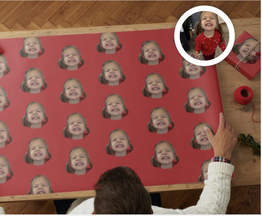 Custom Face Wrapping Paper, Funny Custom Photo Christmas, Custom ...