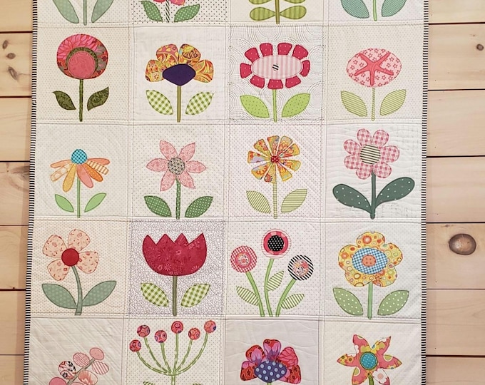Stunning Bright Modern Flower Quilt Appliqued Made to Order in Any Size ...