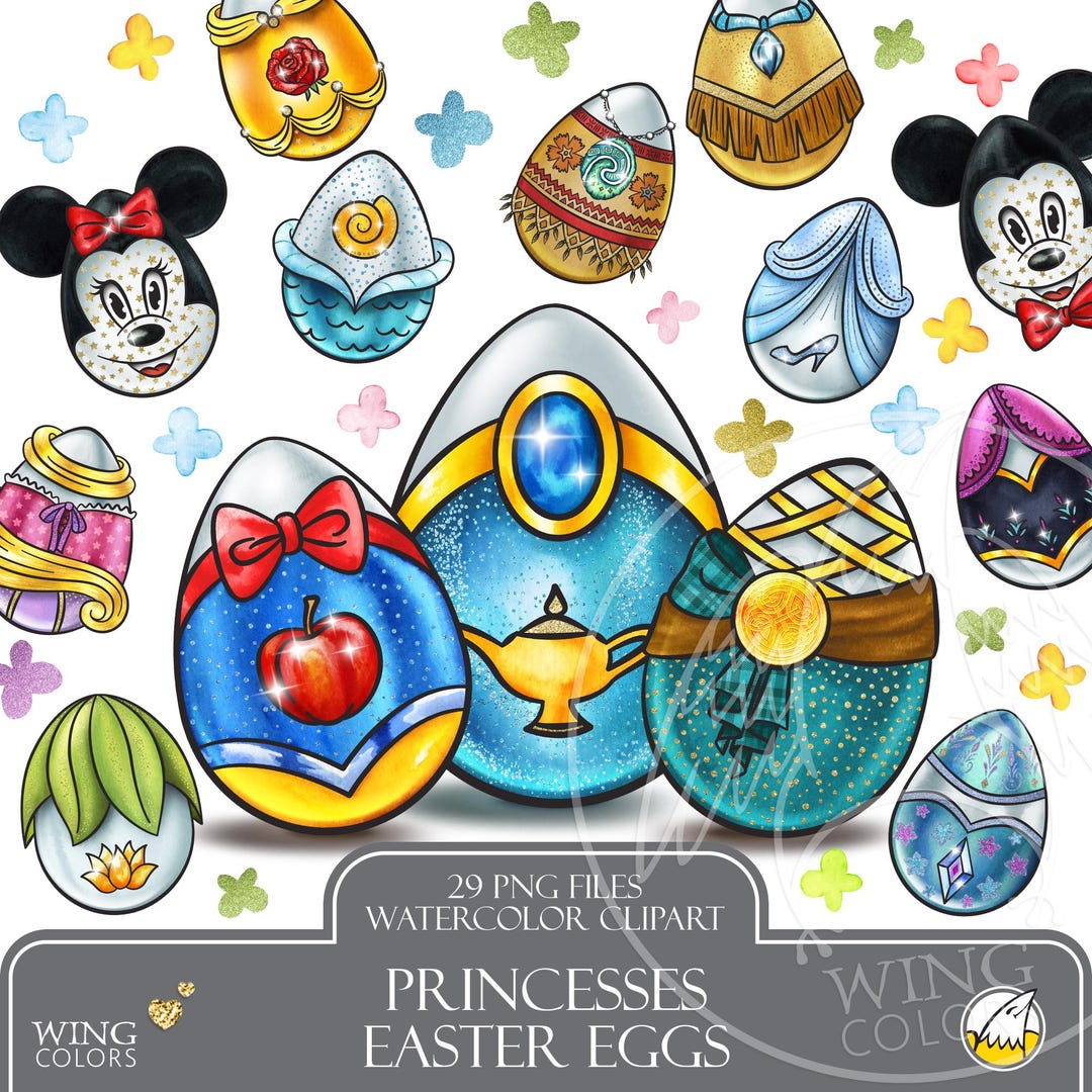 Princess Easter Egg Clipart: Watercolor Easter Hunt Fairytale Holiday ...