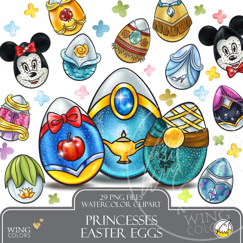 Princess Easter Egg Clipart: Watercolor Easter Hunt Fairytale Holiday ...
