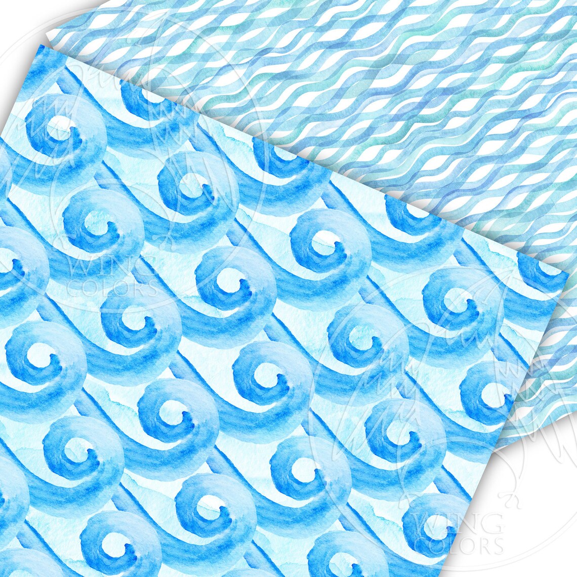Watercolor Sea Waves Digital Papers. Exotic Ocean. Seamless - Etsy