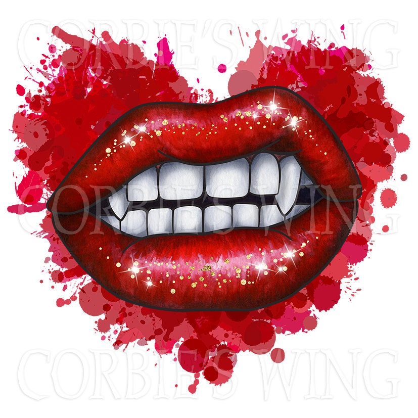 Watercolor Vampire Lips. Sexy Girl Lady Vamp. Halloween - Etsy