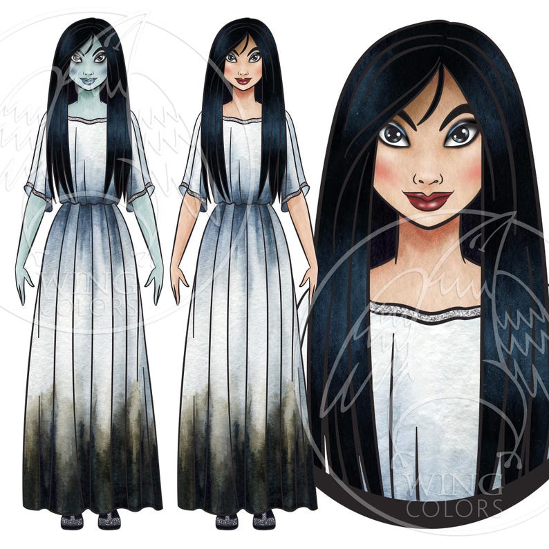 Halloween Spooky Princess Horror Clipart: Hand-painted Watercolor Dark ...