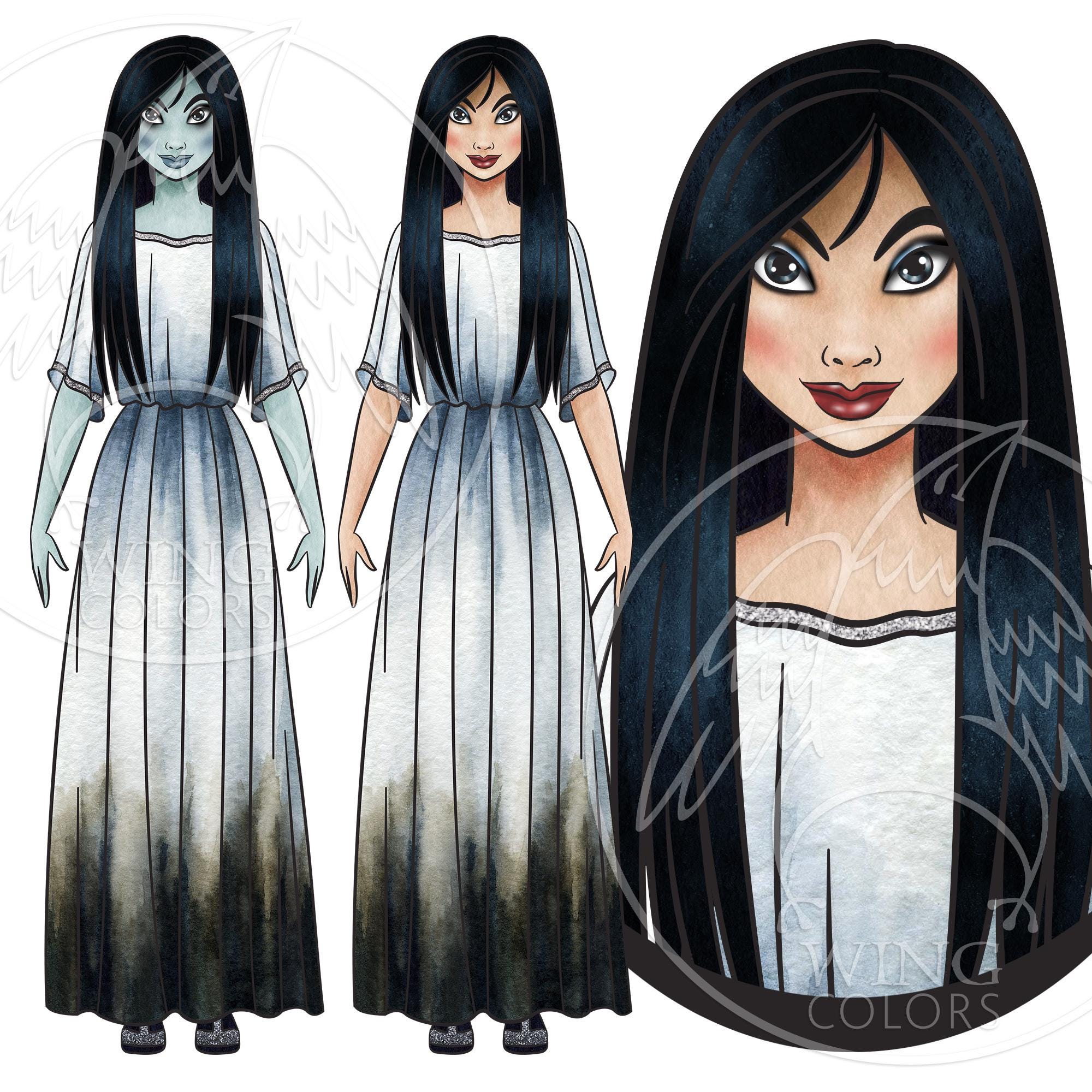 Halloween Spooky Princess Horror Clipart: Hand-painted Watercolor Dark ...