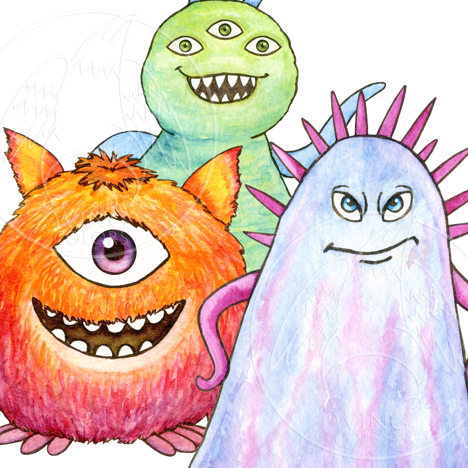 Watercolor Cute Monsters Clipart. Happy Halloween Lullaby. - Etsy