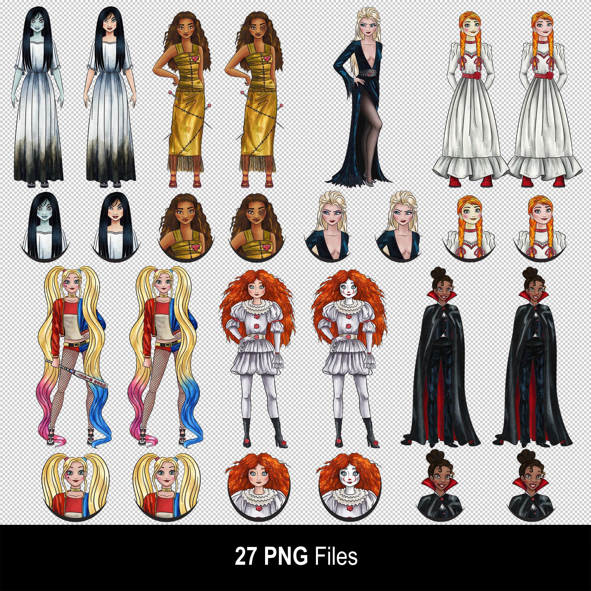 Halloween Spooky Princess Horror Clipart: Hand-painted Watercolor Dark ...