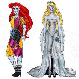 Watercolor Halloween Princesses. Horror Party Girls. Nightmare. Digital ...