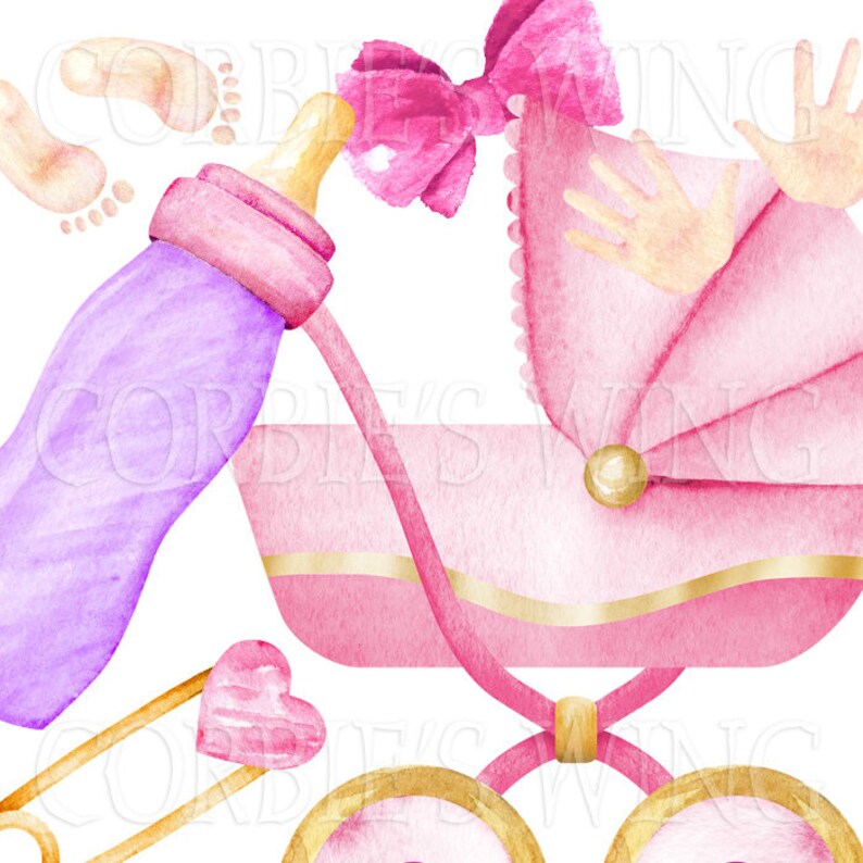 Watercolor Newborn Baby Girl Clipart. Digital Prints | Etsy