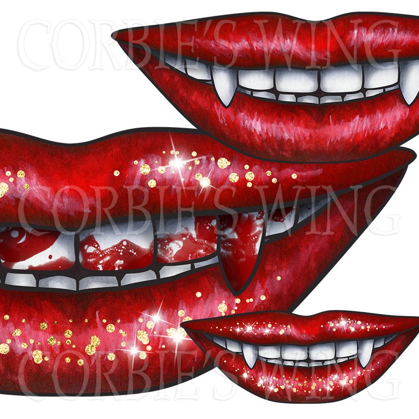 Watercolor Vampire Lips. Sexy Girl Lady Vamp. Halloween - Etsy