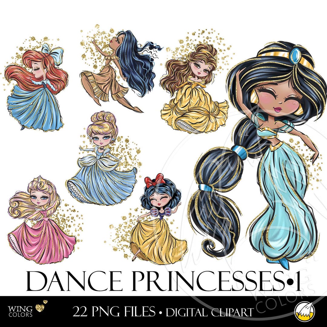 Fairytale Dancing Princess Digital Clip Art. Ball Gown for Little ...