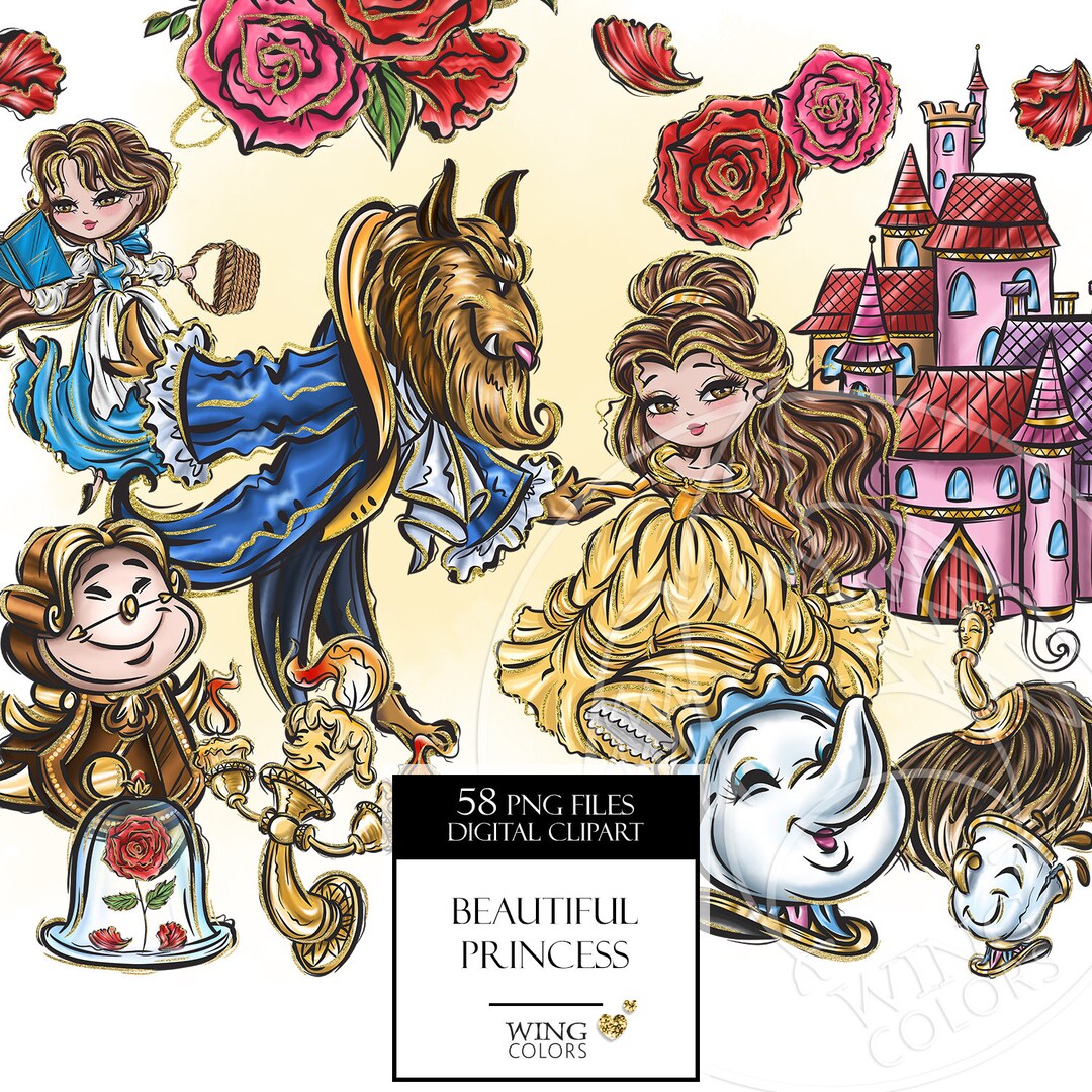 Beauty and the Enchanted Prince Digital Clipart PNG. Fairytale ...
