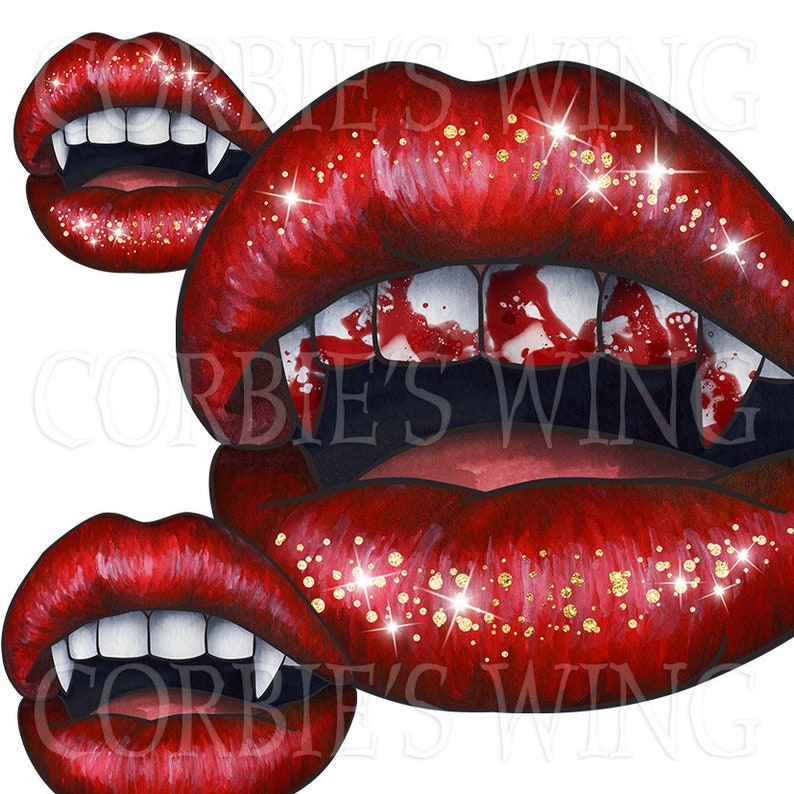 Watercolor Vampire Lips. Sexy Girl Lady Vamp. Halloween - Etsy
