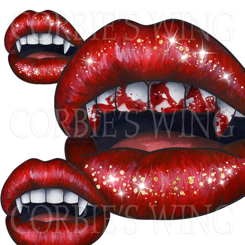Watercolor Vampire Lips. Sexy Girl Lady Vamp. Halloween - Etsy