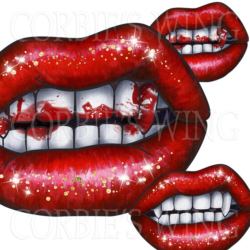 Watercolor Vampire Lips. Sexy Girl Lady Vamp. Halloween - Etsy