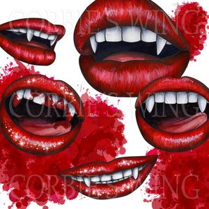 Watercolor Vampire Lips. Sexy Girl Lady Vamp. Halloween - Etsy