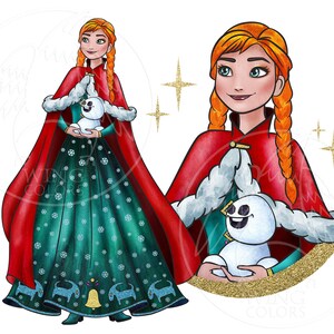 Christmas Outfit for Princess. Watercolor Happy Xmas Clip Art. - Etsy