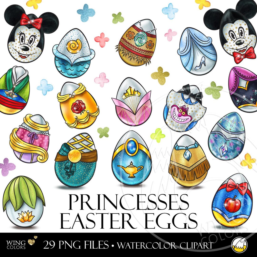 Princess Easter Egg Clipart: Watercolor Easter Decor (hand Drawn ...