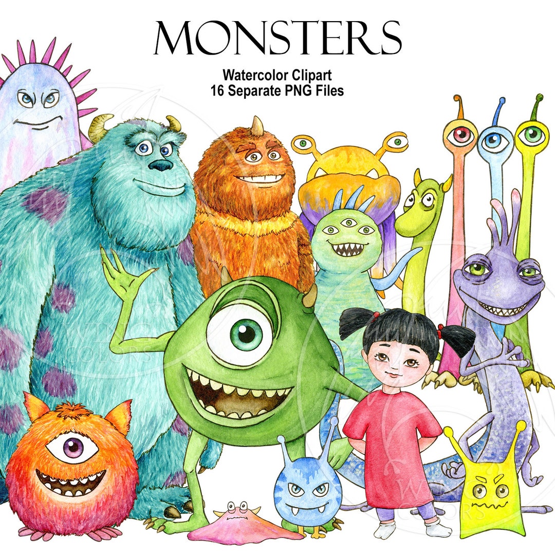 Watercolor Cute Monsters Clipart. Happy Halloween Lullaby. - Etsy