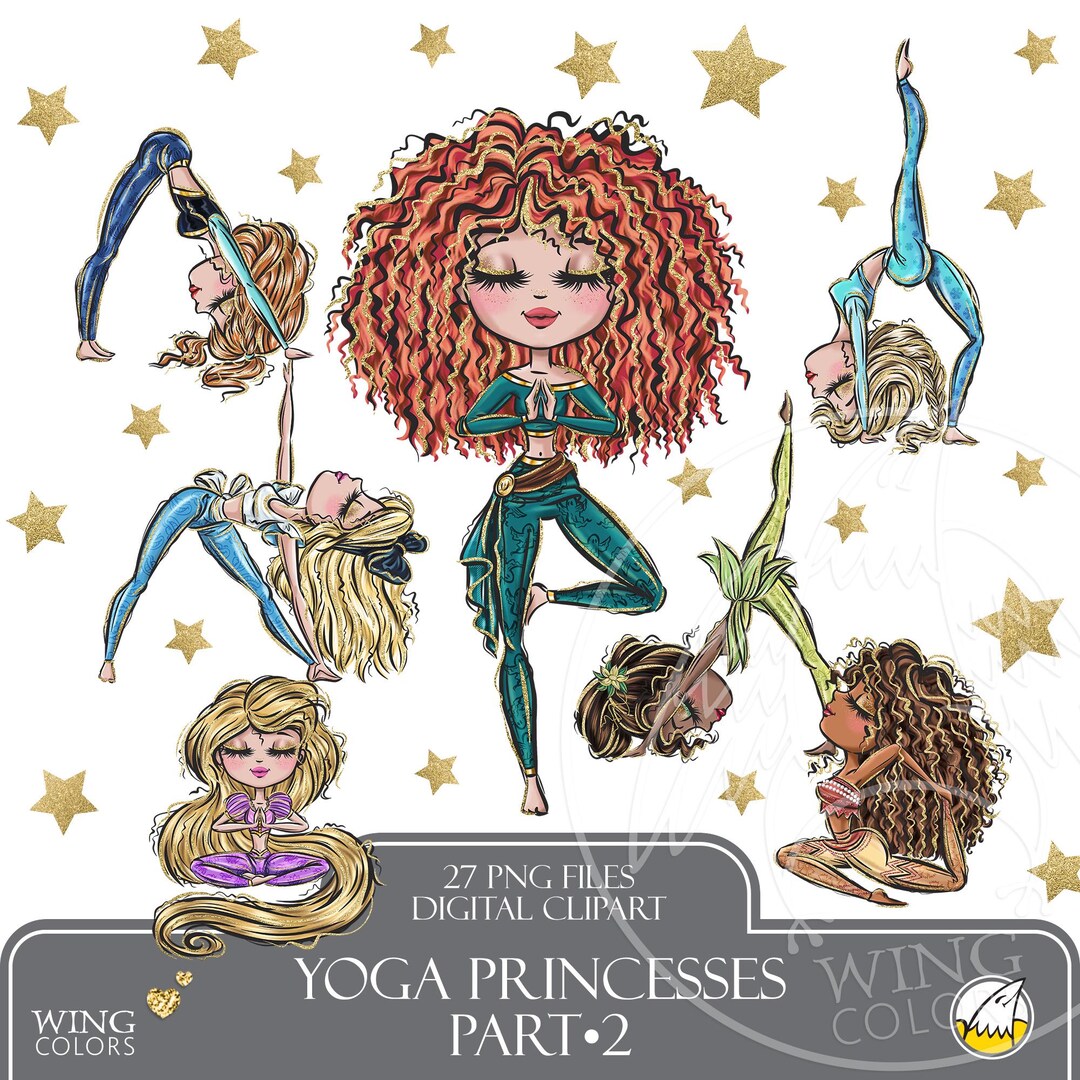 Yoga Princess Clipart: Hand-drawn Asanas Routine, Zen Meditation ...