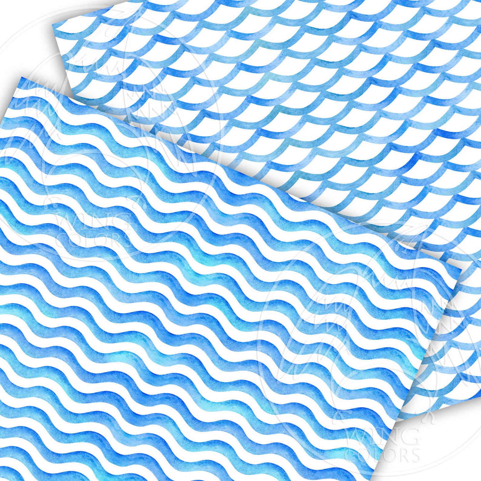 Watercolor Sea Waves Digital Papers. Exotic Ocean. Seamless - Etsy