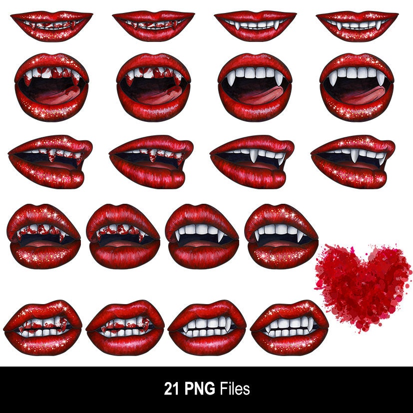 Watercolor Vampire Lips. Sexy Girl Lady Vamp. Halloween - Etsy