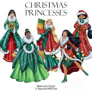 Winter Princesses Fan Art. Watercolor Winter Fashion Girl. - Etsy