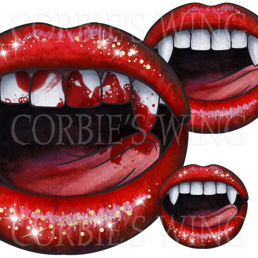 Watercolor Vampire Lips. Sexy Girl Lady Vamp. Halloween - Etsy