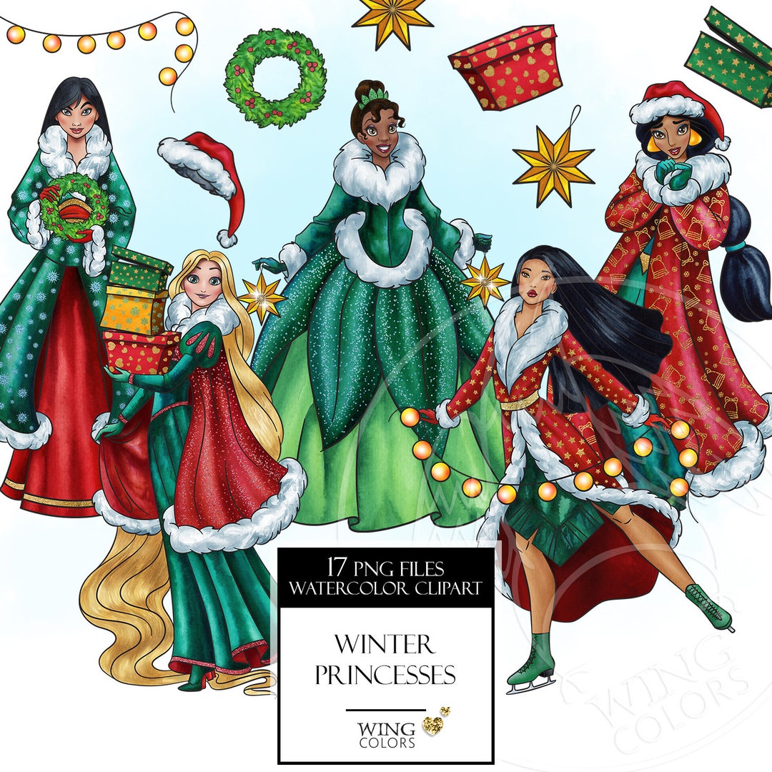 Winter Princesses Fan Art. Watercolor Winter Fashion Girl. Merry ...