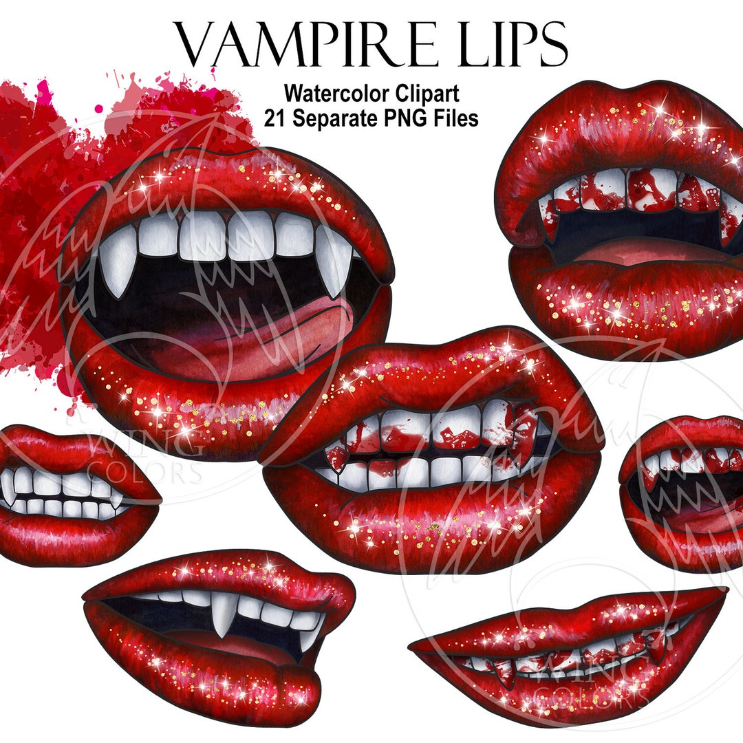 Watercolor Vampire Lips. Sexy Girl Lady Vamp. Halloween - Etsy