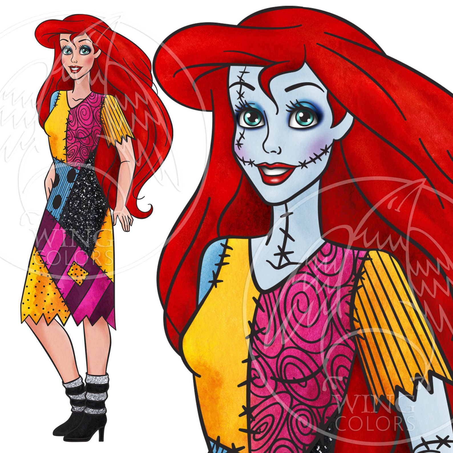 Watercolor Halloween Princesses. Horror Party Girls. - Etsy