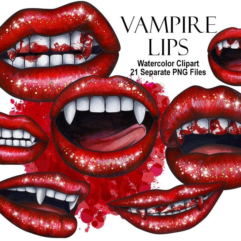 Watercolor Vampire Lips. Sexy Girl Lady Vamp. Halloween - Etsy