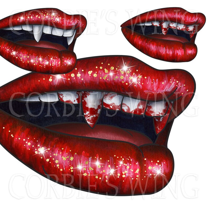 Watercolor Vampire Lips. Sexy Girl Lady Vamp. Halloween - Etsy