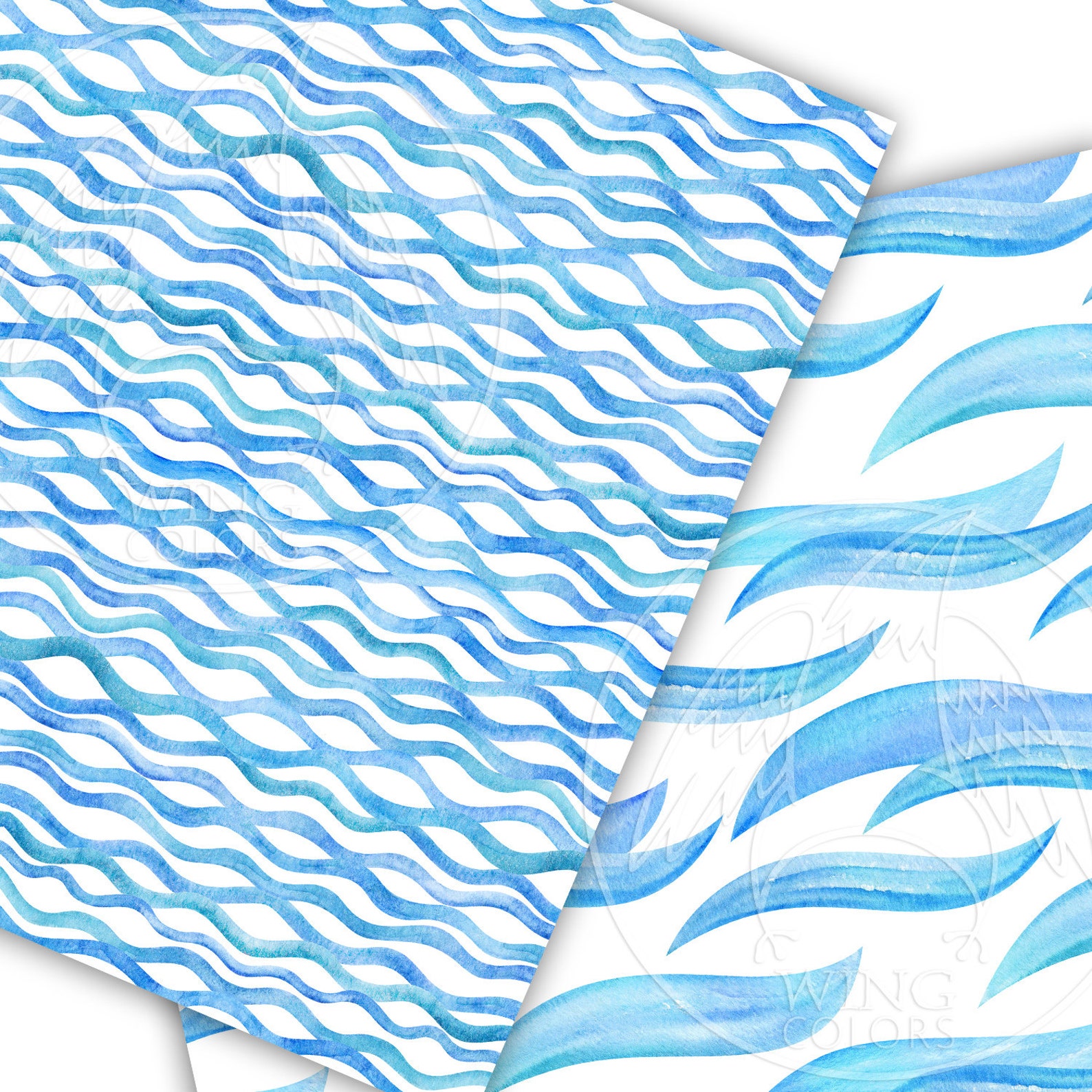 Watercolor Sea Waves Digital Papers. Exotic Ocean. Seamless - Etsy