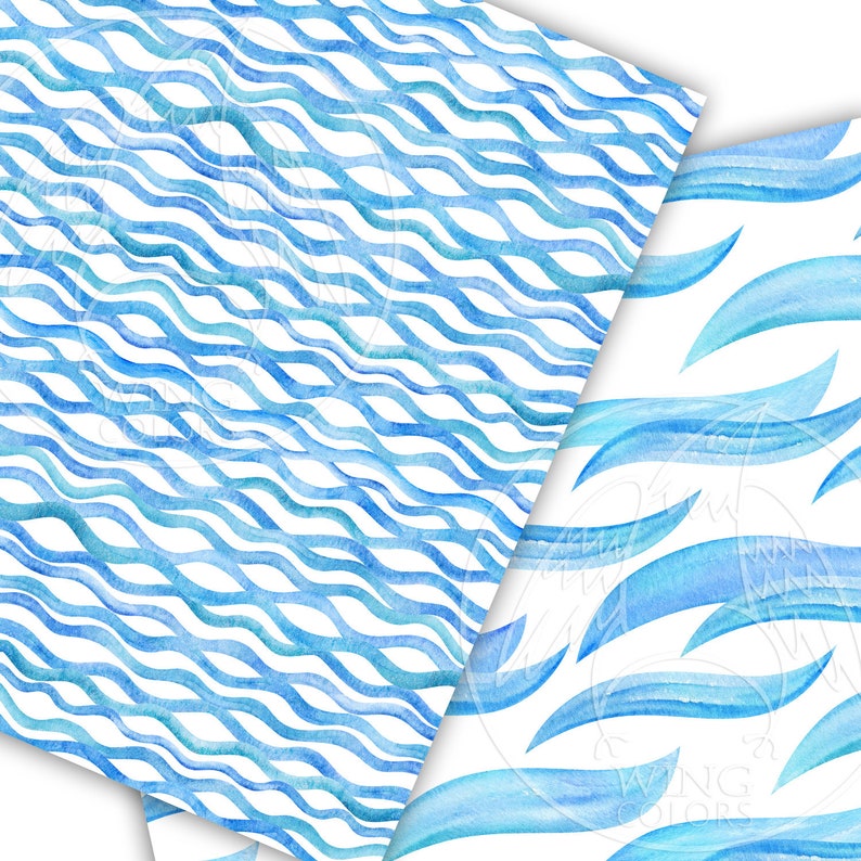 Watercolor Sea Waves Digital Papers. Exotic Ocean. Seamless - Etsy
