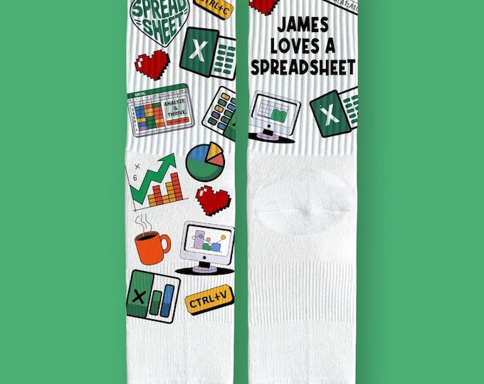 Mens Novelty Black Socks I Love Spreadsheets Birthday Gift Christmas ...