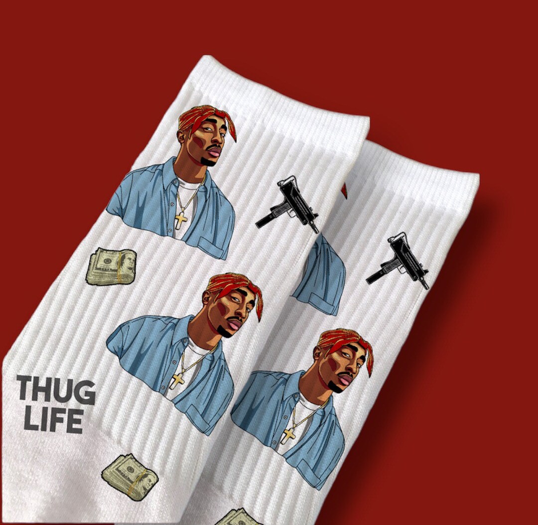 THUG LIFE Socks Tupac Inspired White Socks Hiphop Gift - Etsy UK