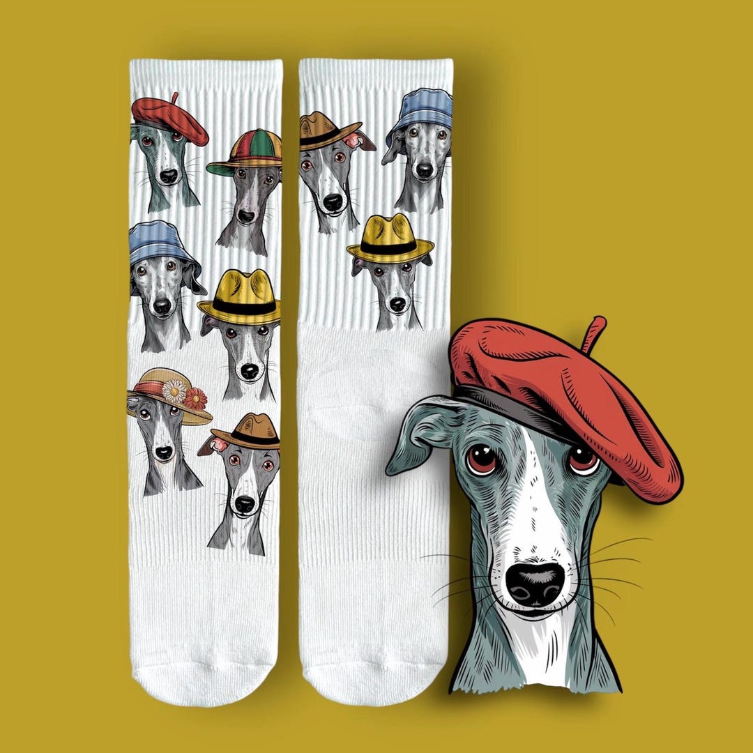 Funny Greyhound Dog Socks: Collage Print, Dog Lover Gift - Etsy