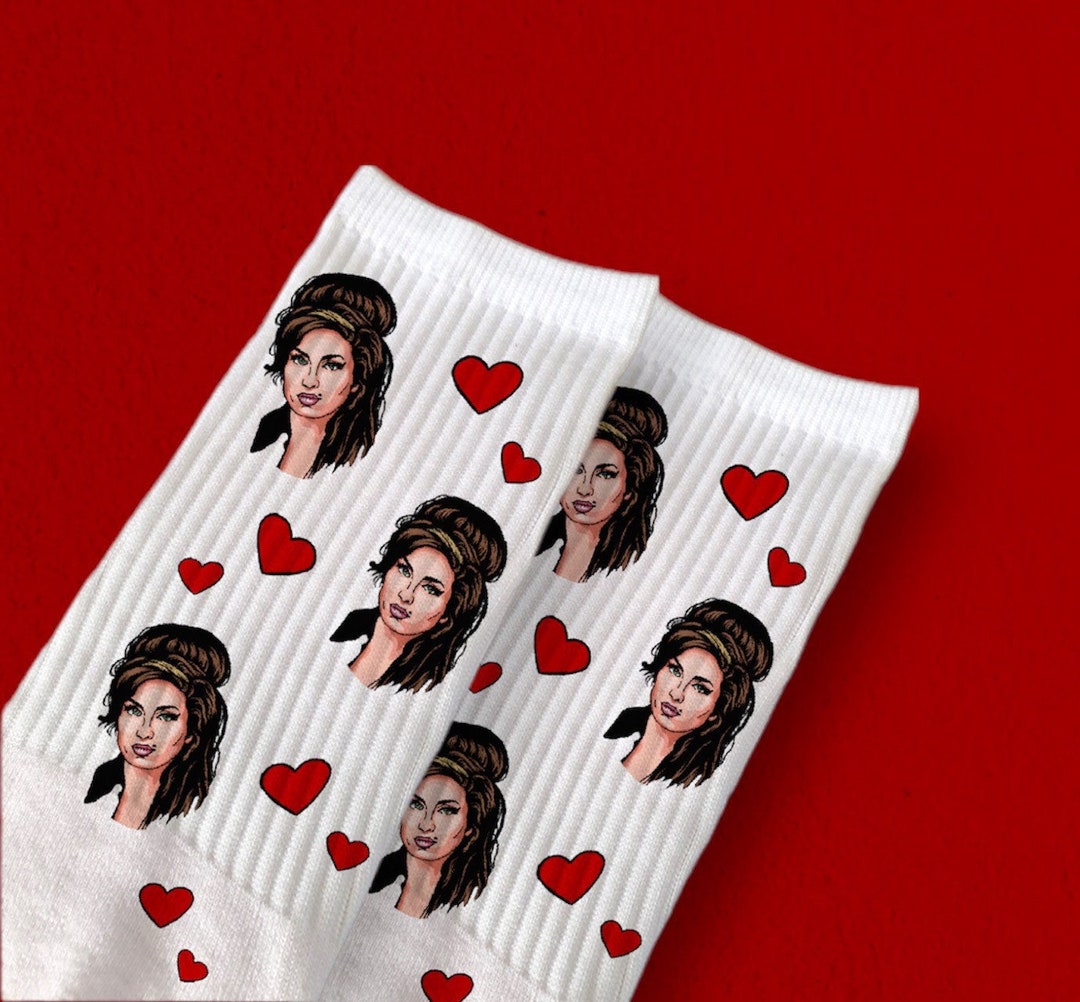 WINEHOUSE Socks | Collage Design White Socks - Etsy