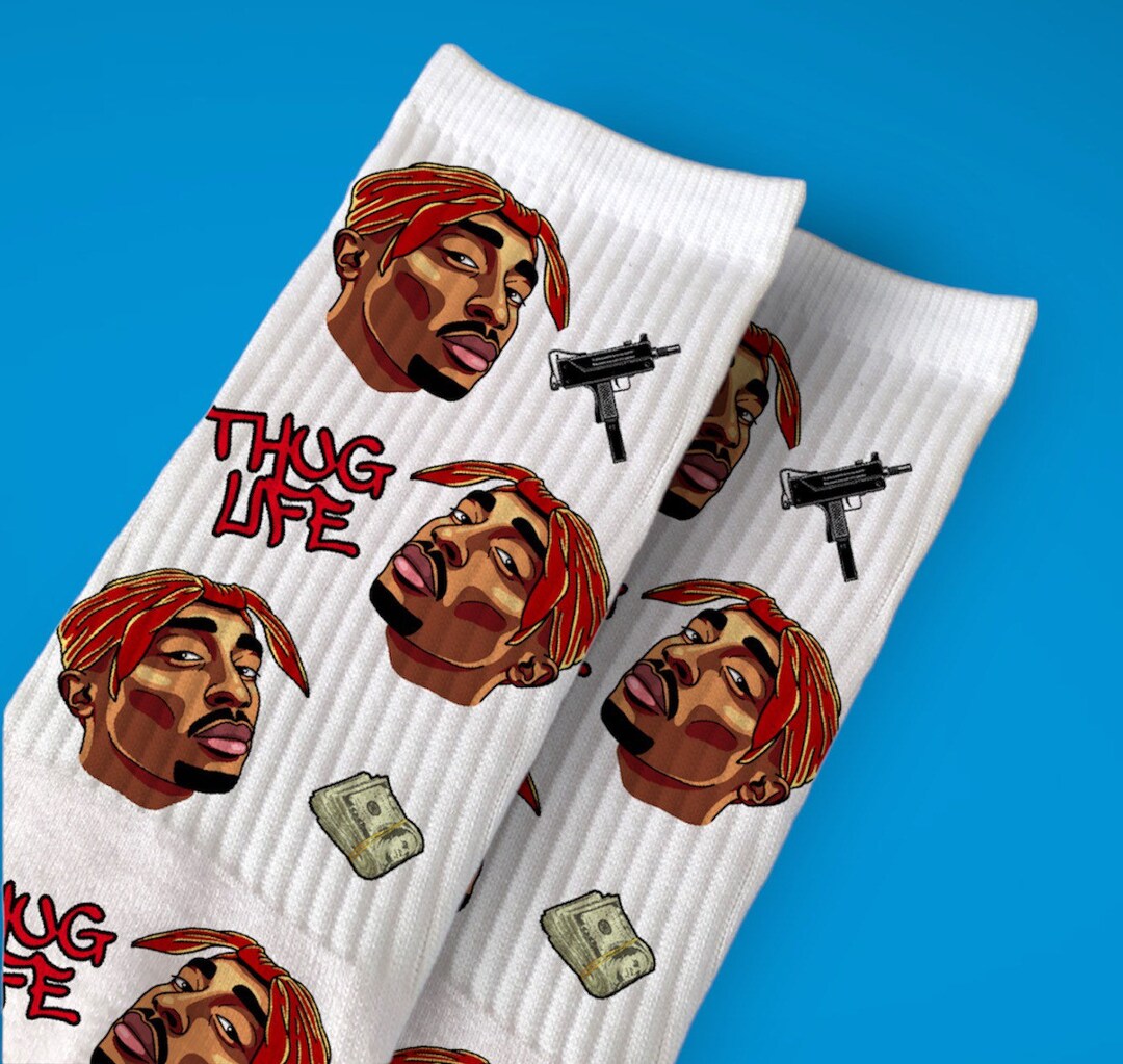THUG LIFE Socks | Hiphop Inspired White Socks - Etsy UK